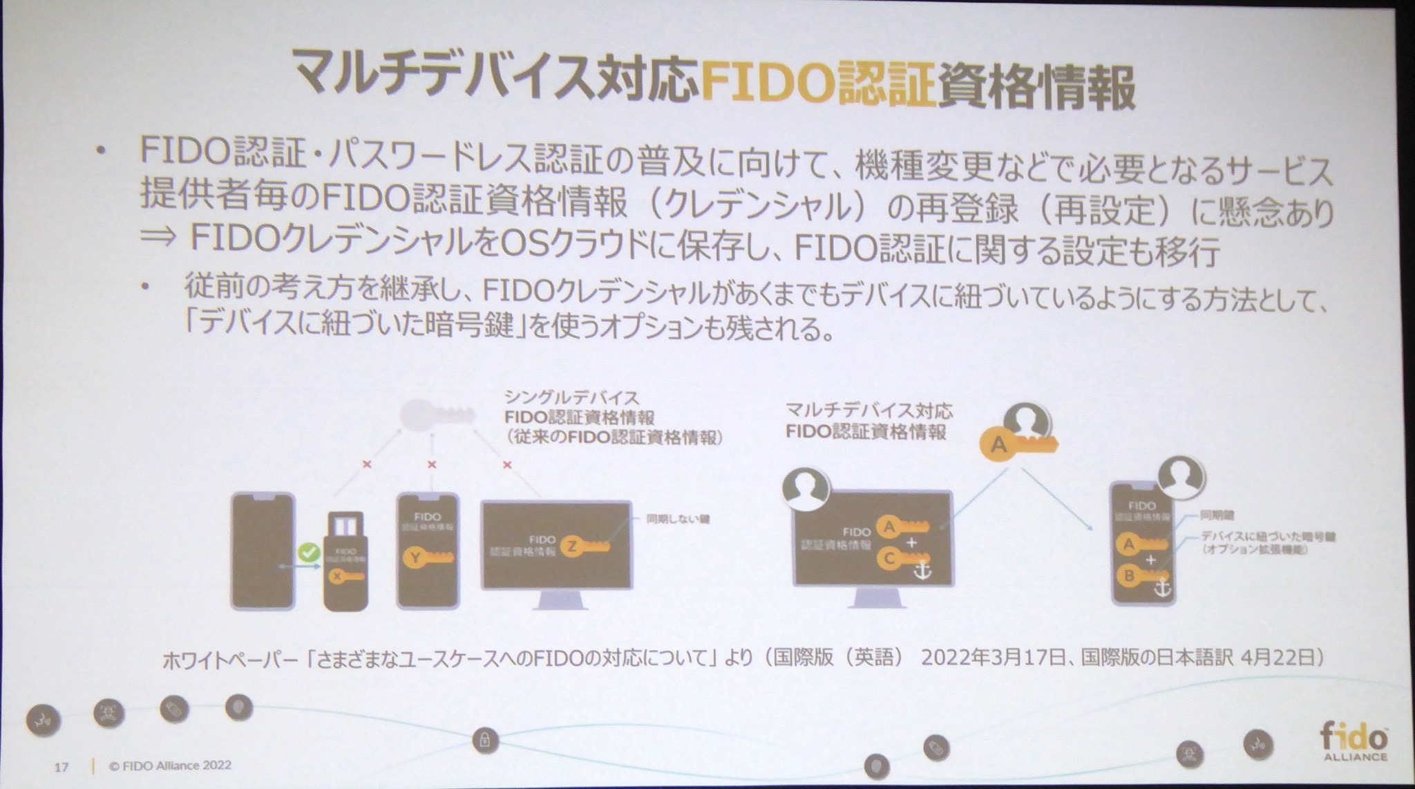 FIDOアライアンス 2022年最大の収穫は「パスキー」、OSクラウドを通じて暗号鍵の一部を同期 | 電子決済マガジン